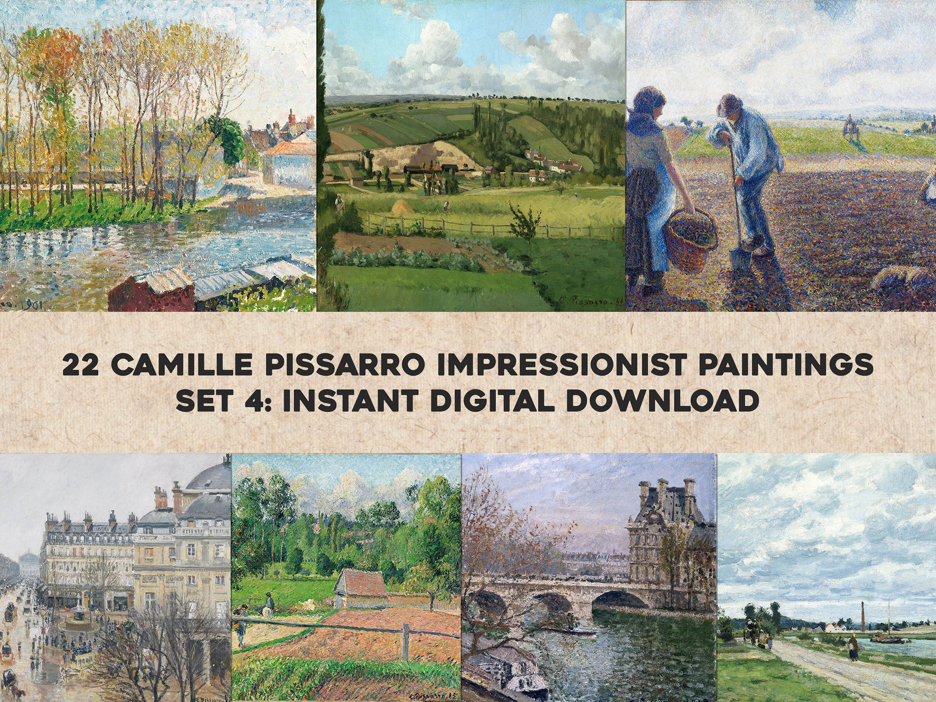 Camille Pissarro Impressionist Paintings Set 4 | Famous Art - CleanArchives