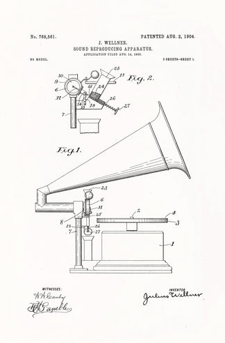 Graphophone Record Player Patents Set 1 | Patent Images - CleanArchives