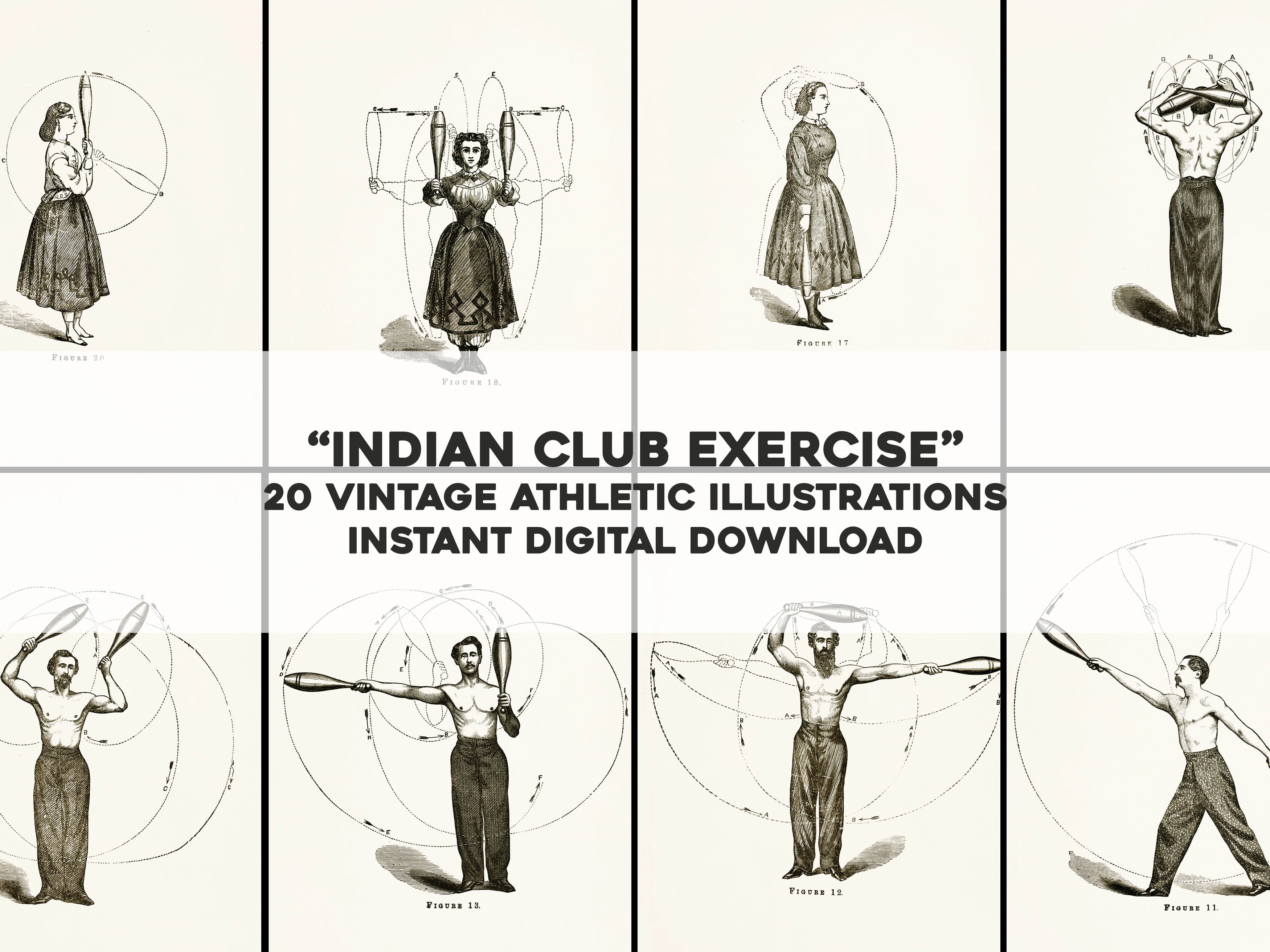 Indian Club Exercise | Sports Illustrations - CleanArchives