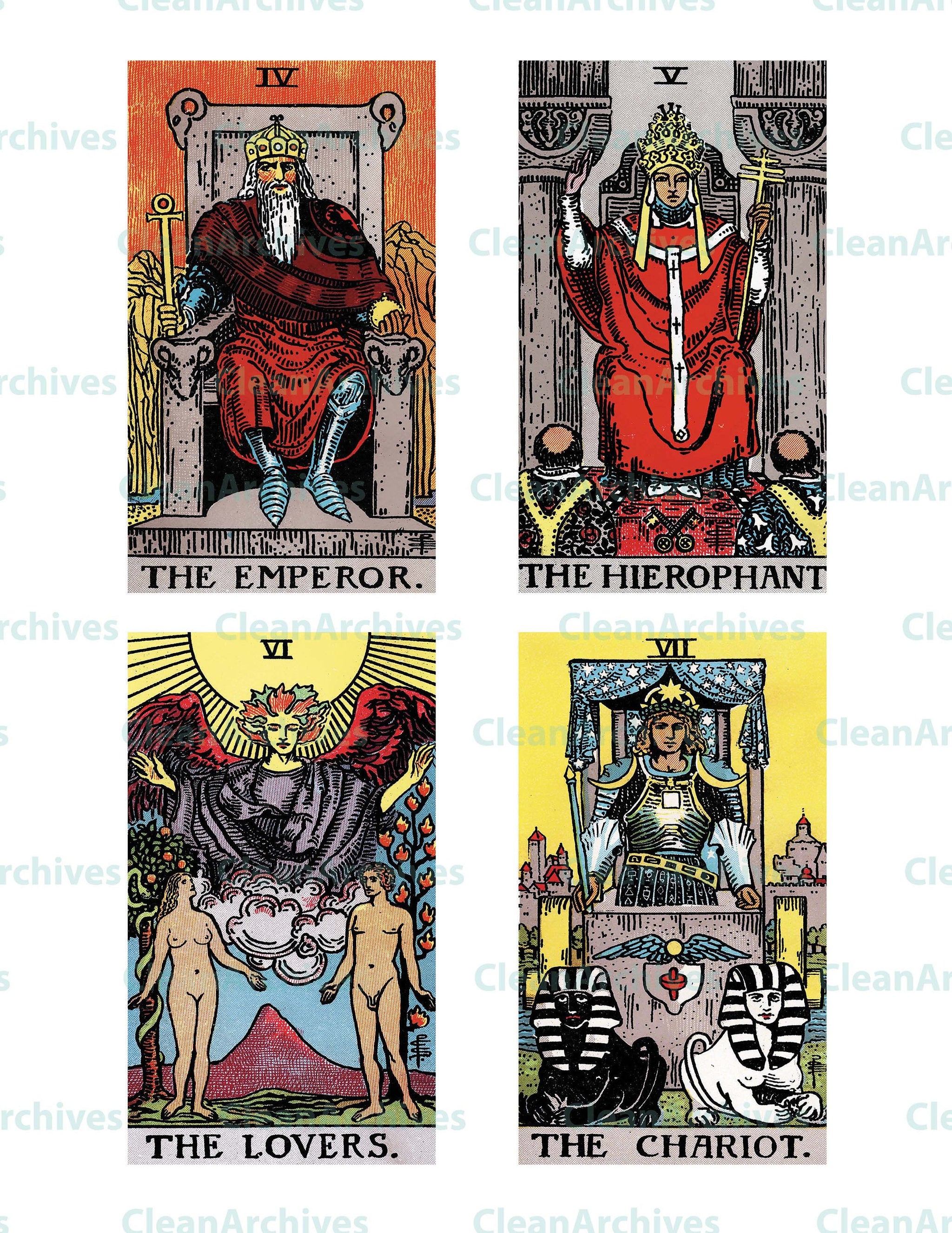 Rider Waite Smith Borderless Printable Tarot Card Deck and Backs ...