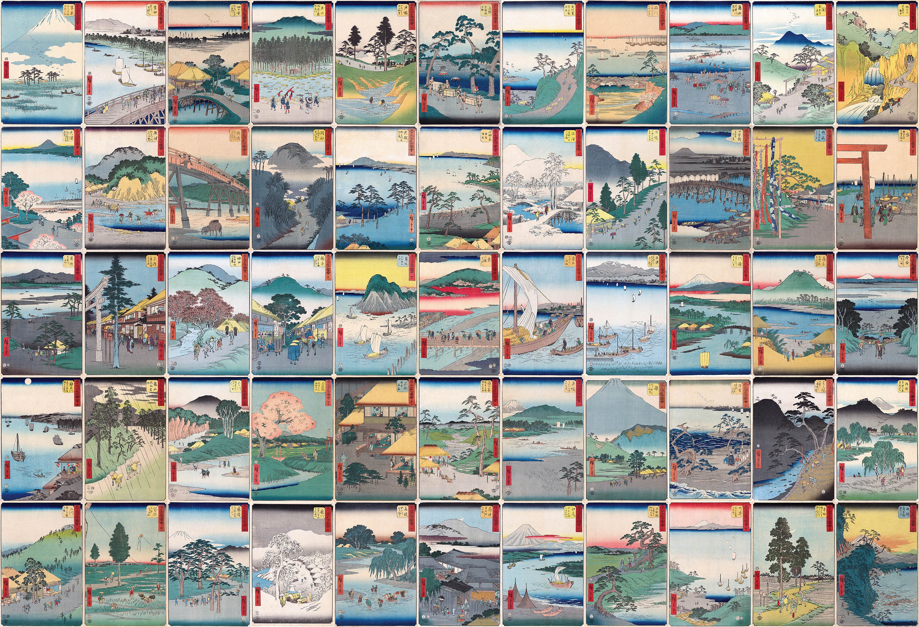 Stations of the Tokaido Japanese Ukiyo-e 4"x6" Collage Kit Set 1 ...