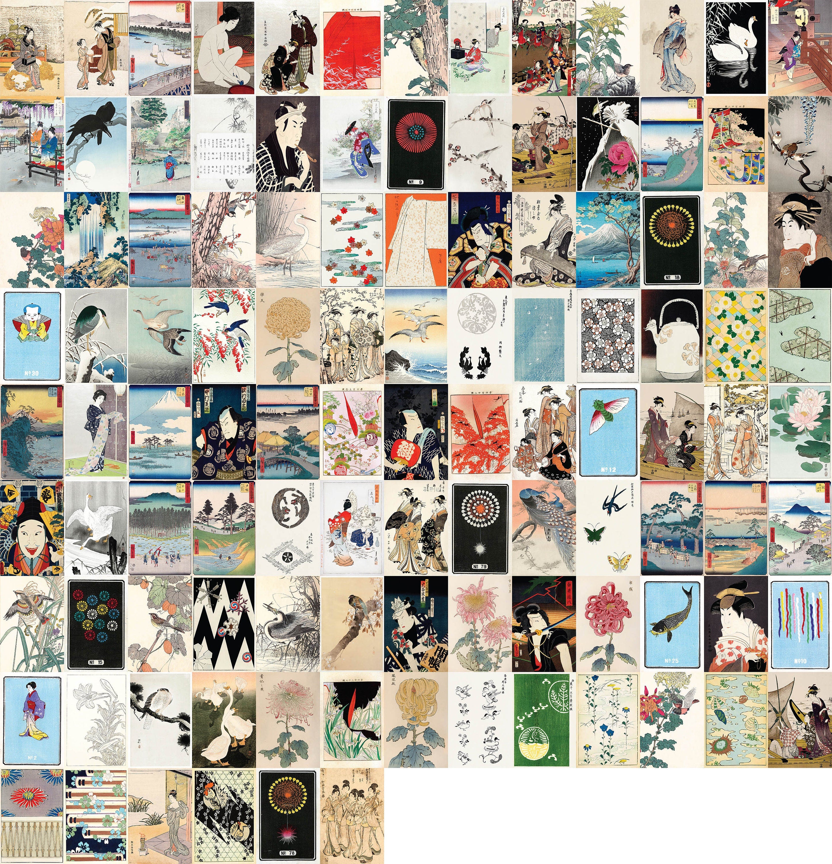 Japanese Ukiyo-e Woodblock Print 4"x6" Collage Kit Set 7 | Collage Kit ...