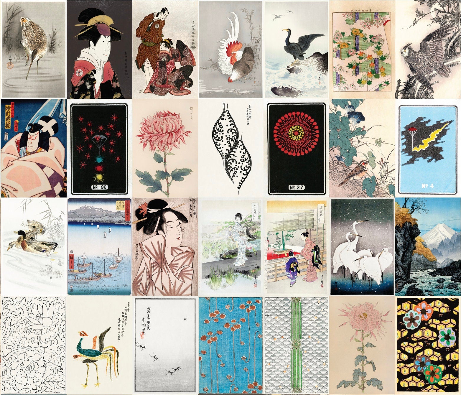 Japanese Ukiyo-e Woodblock Print 4"x6" Collage Kit Set 5 | Collage Kit ...