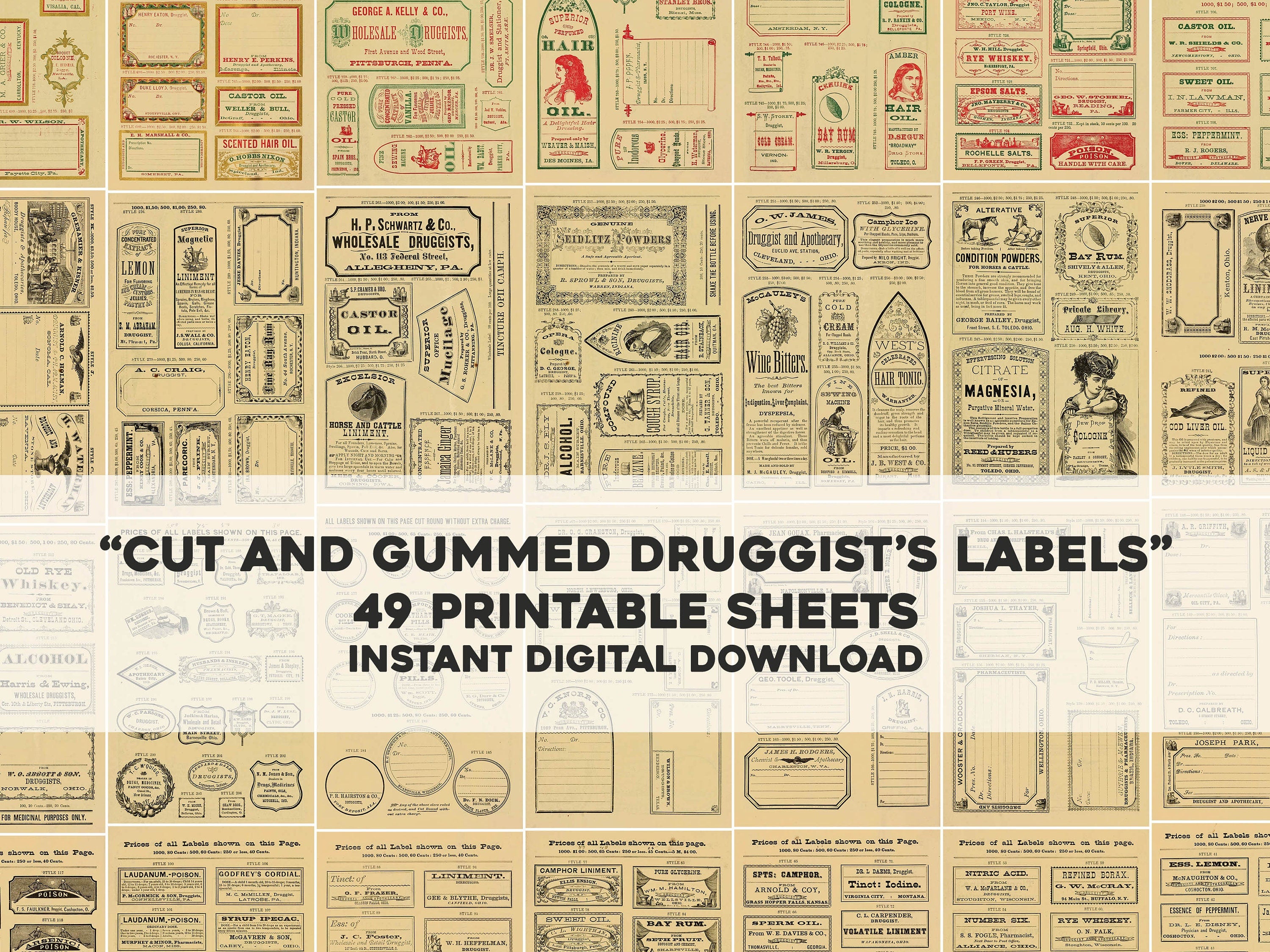 New Sample Book of Cut & Gummed Druggist Labels Printable Sheets ...