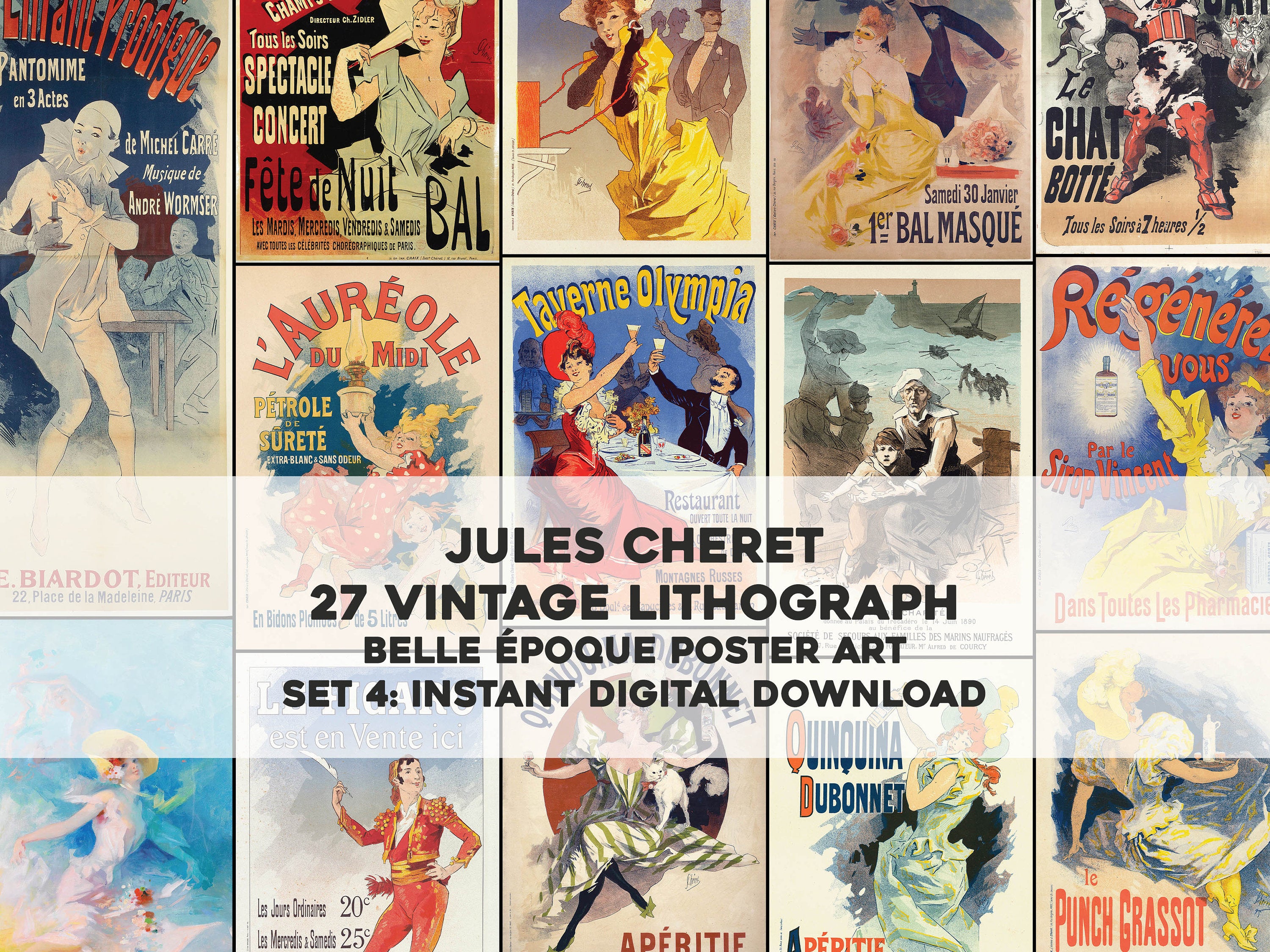 Jules Cheret Poster Advertisements Set 4 | Vintage Poster Images ...