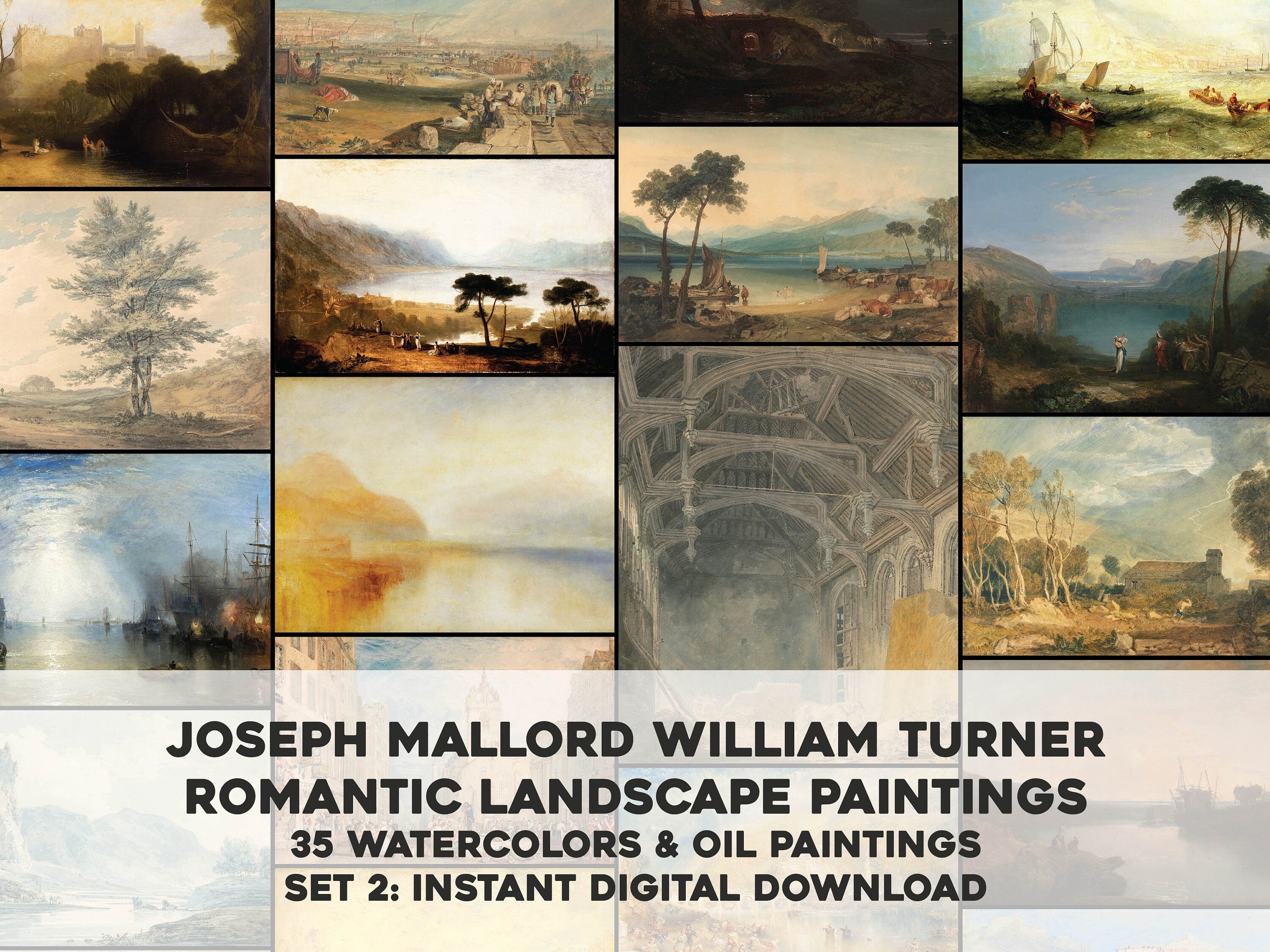 J M W Turner Watercolor & Oil Landscape Paintings Set 2 | Famous Art ...