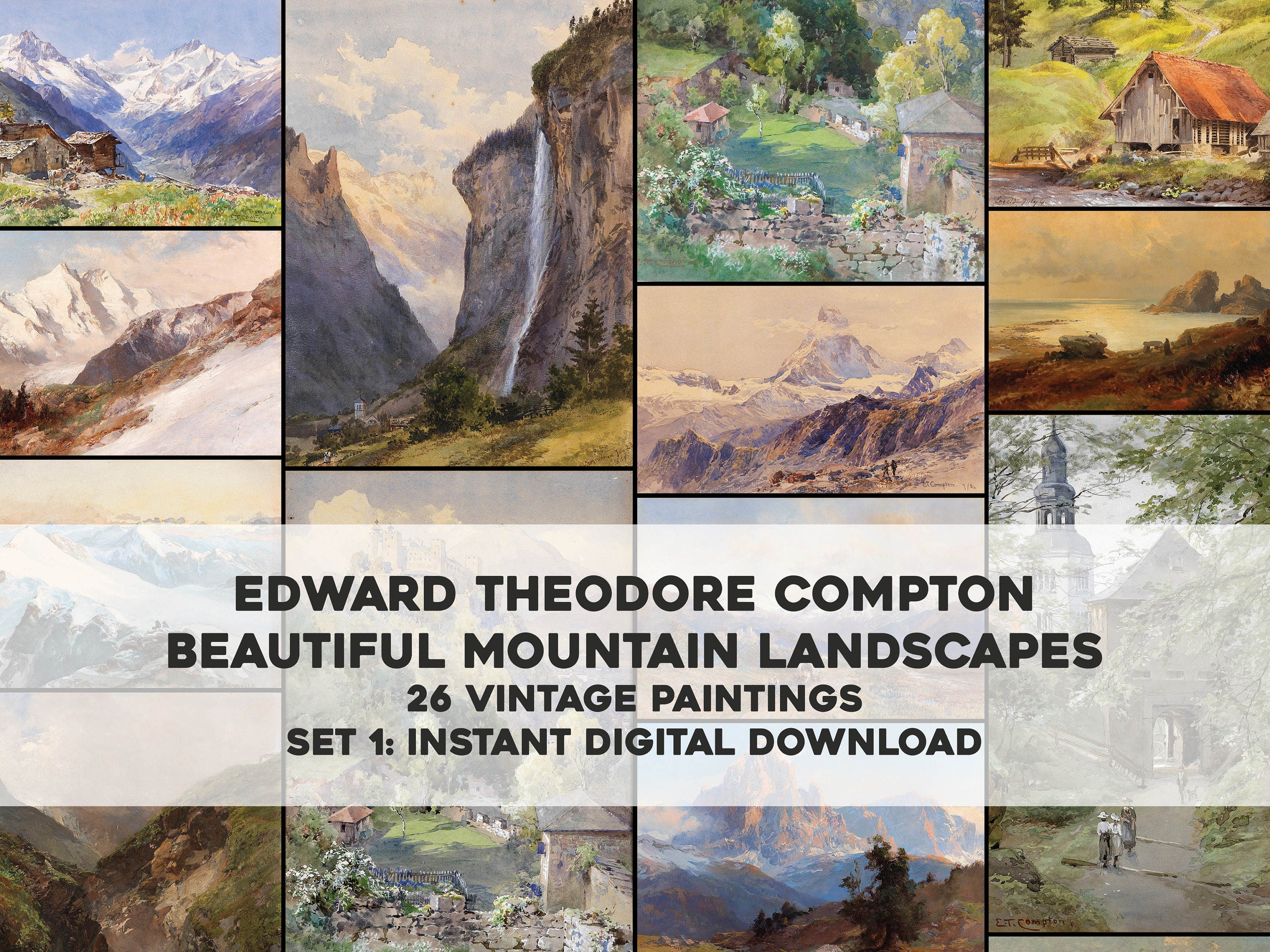 Edward Compton Mountain Landscape Paintings Set 1 | Famous Art ...