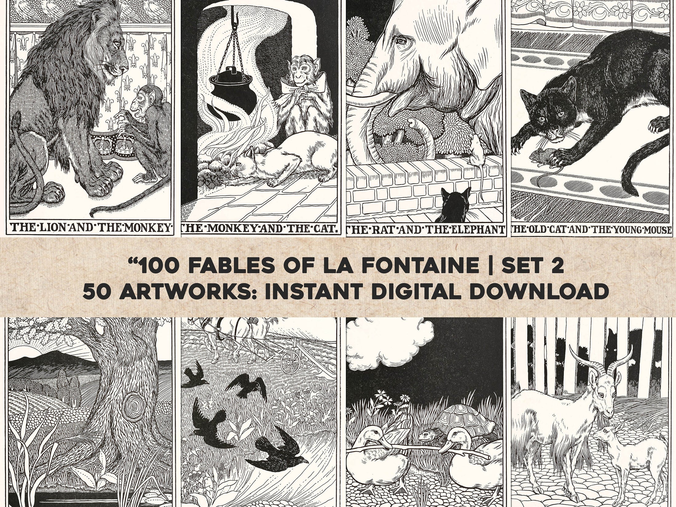A Hundred fables of La Fontaine Set 2 | Animal Images - CleanArchives