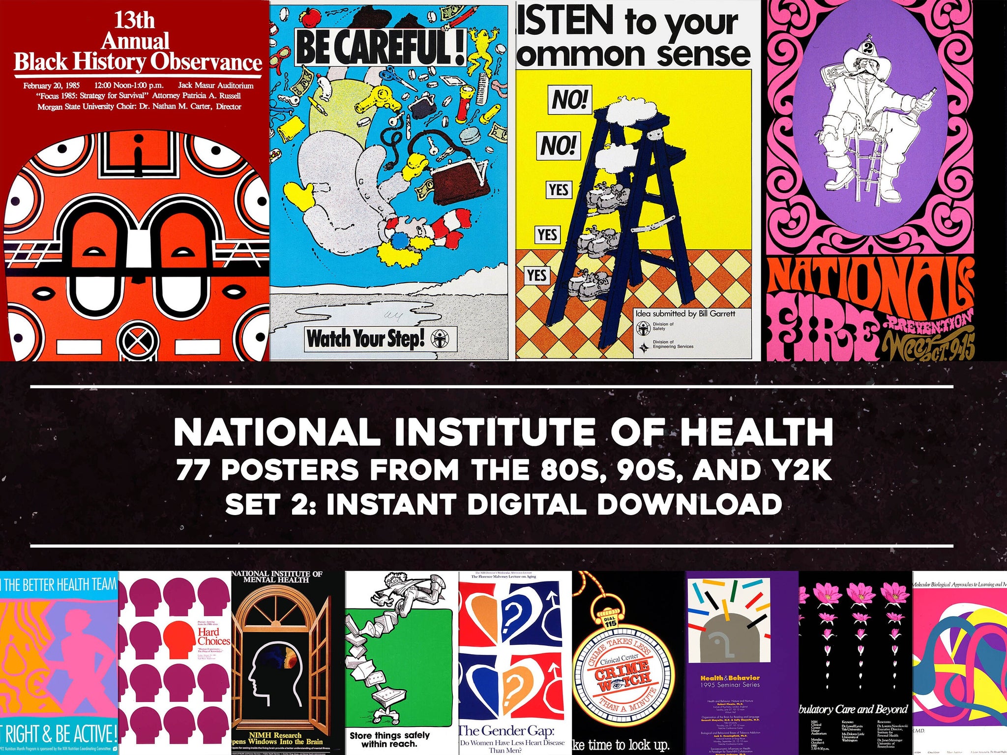 Retro Health Posters 70s 80s 90s Set 2 | Vintage Poster Images ...