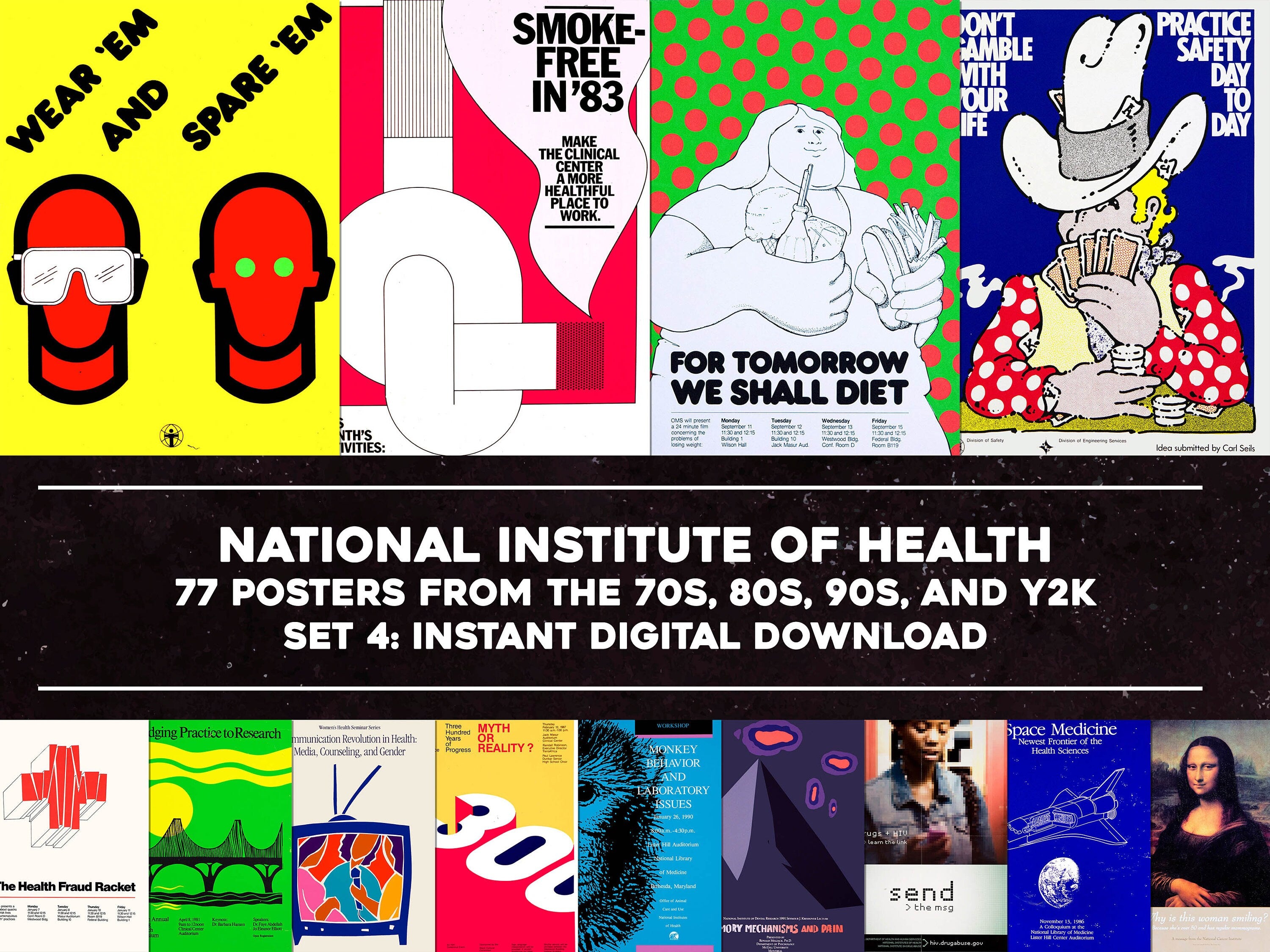 Retro Health Posters 70s 80s 90s Set 4 | Vintage Poster Images ...