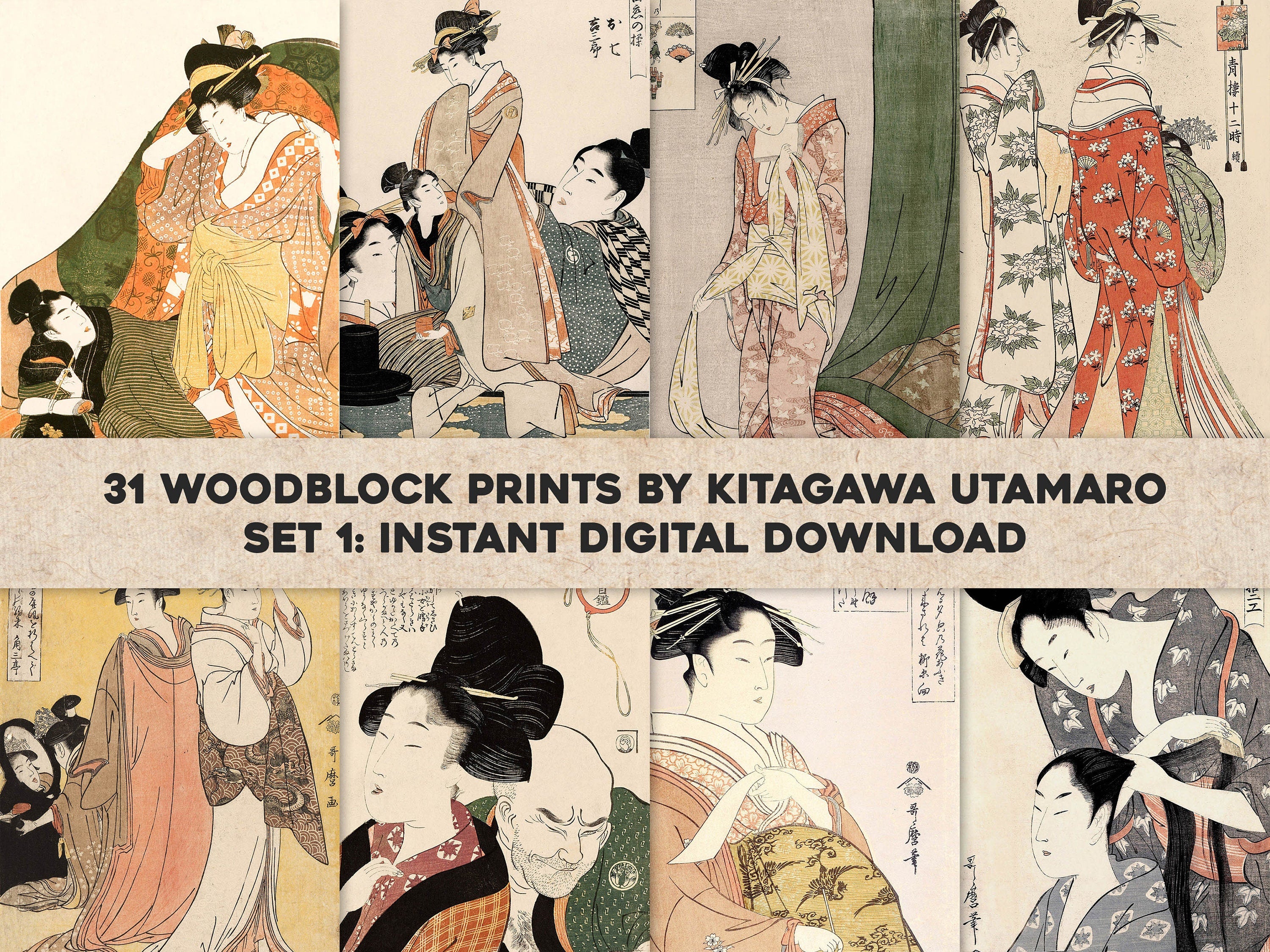 Kitagawa Utamaro Ukiyo-e Woodblock Prints Set 1 | Japanese Art Images ...