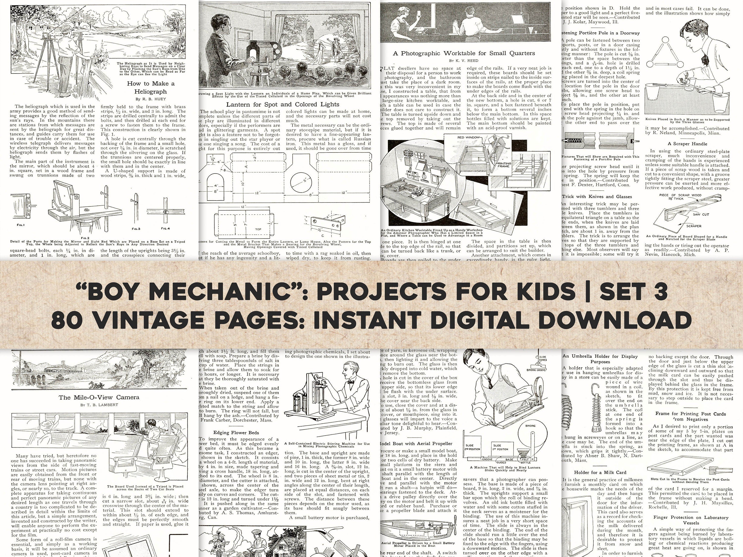 The Boy Mechanic 1000 Things for Boys to do Set 3 | Illustrated Book ...