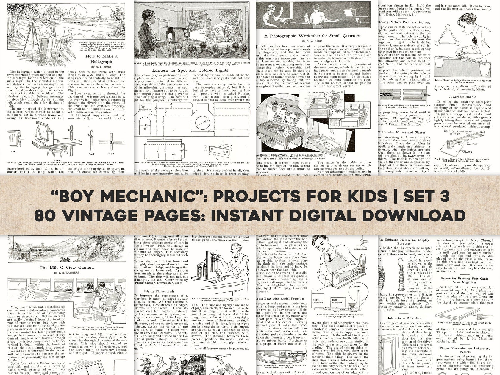 The Boy Mechanic 1000 Things for Boys to do Set 3 | Illustrated Book ...