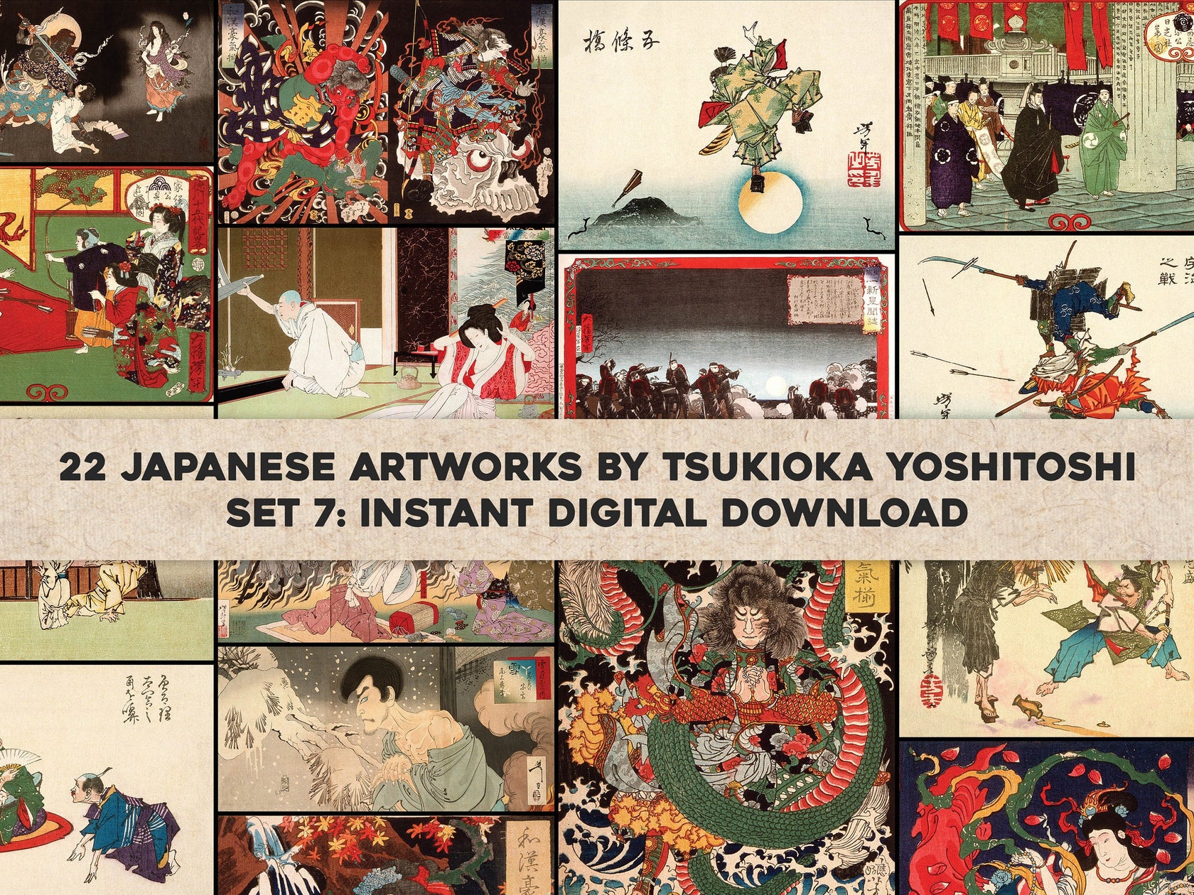 Tsukioka Yoshitoshi Ukiyo-e Woodblock Prints Set 7 | Japanese Art ...