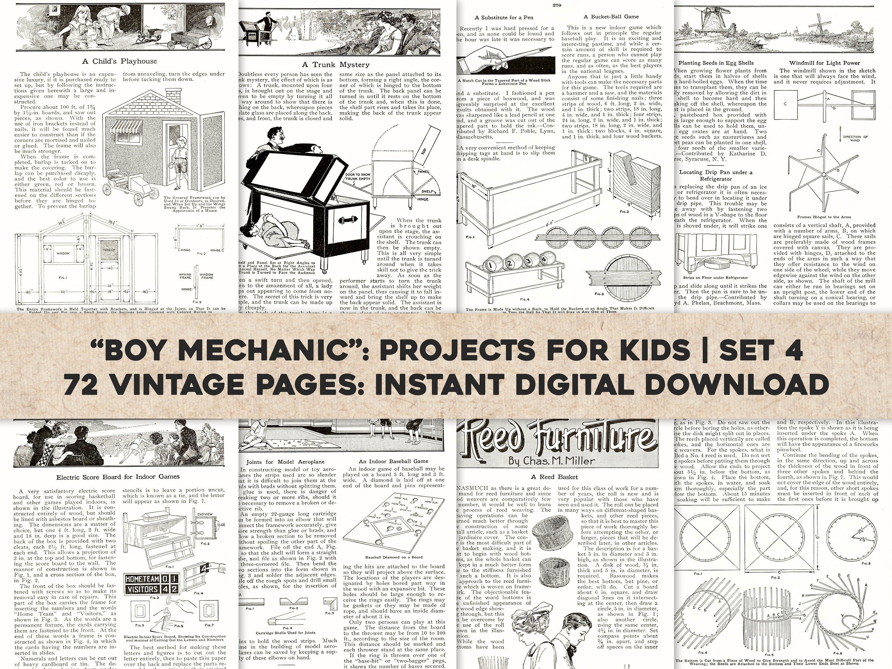 The Boy Mechanic 1000 Things for Boys to do Set 4 | Illustrated Book ...